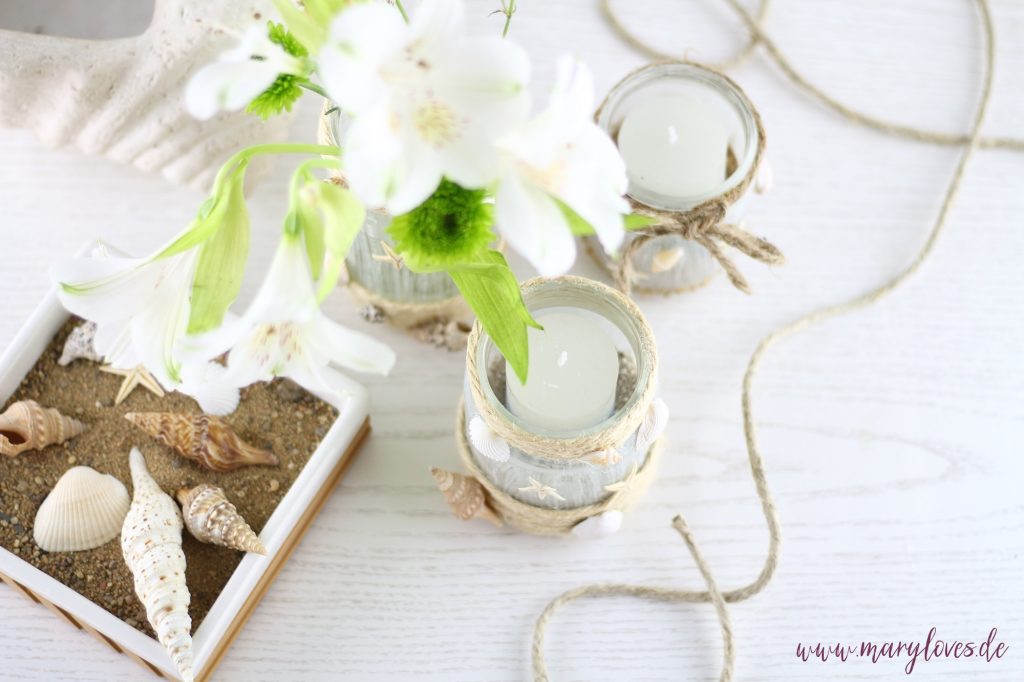 DIY: Maritime Windlichter mit Muscheln aus alten Gläsern - Mary Loves